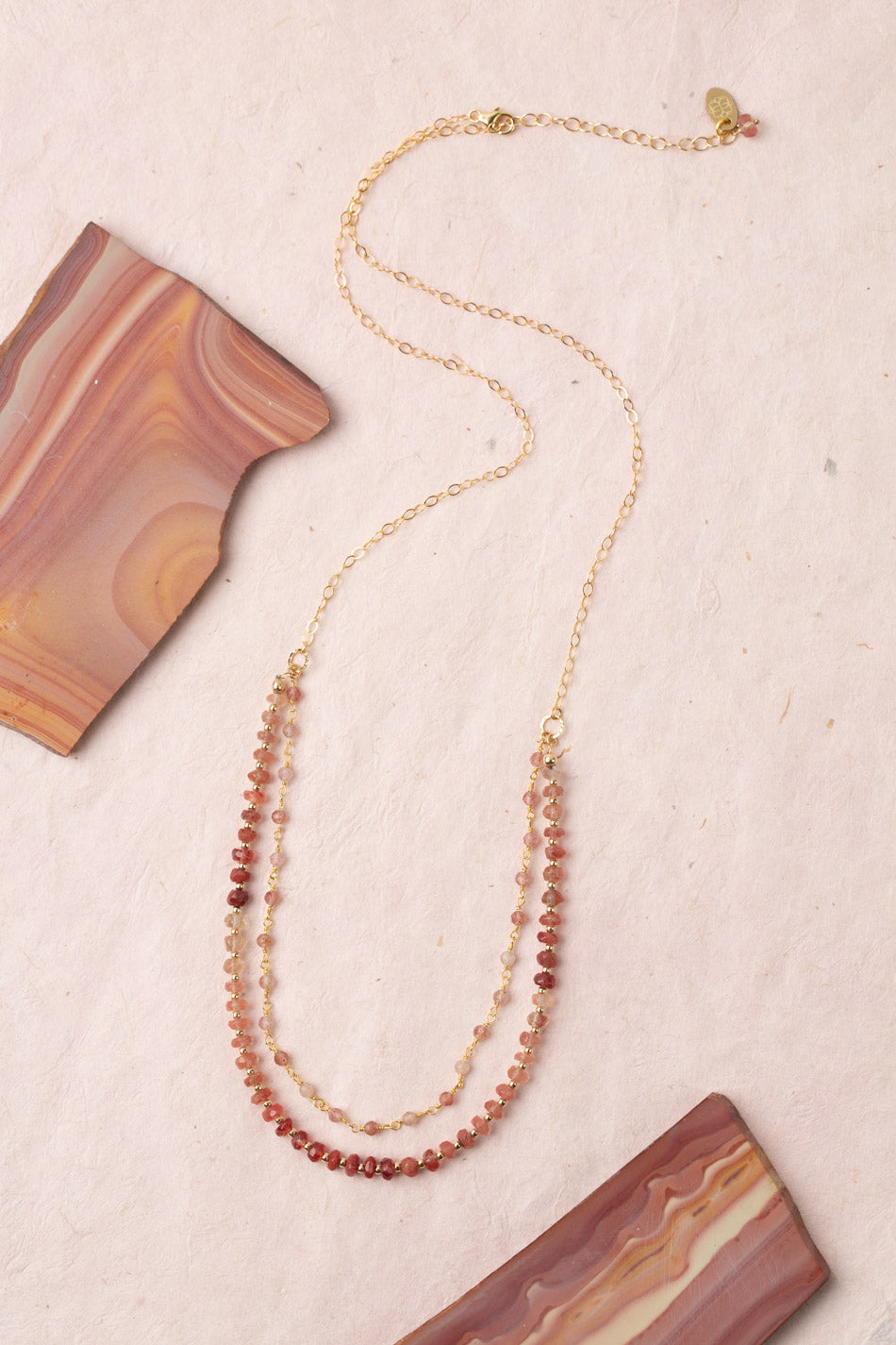 Divinity 23.5-25.5" Ombre Andesine, Faceted Fire Quartz Multistrand Ne ...