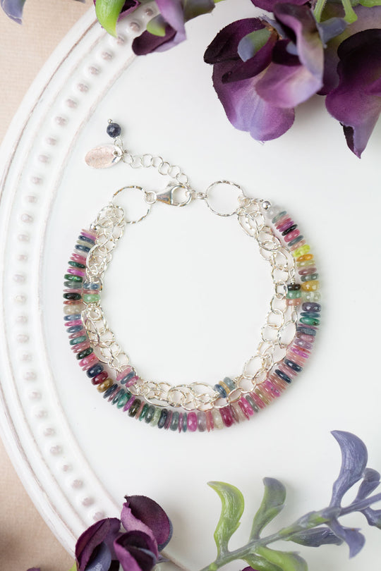 One Of A Kind 7.5-8.5" Saphire, Sterling Silver Multi-strand Bracelets ...