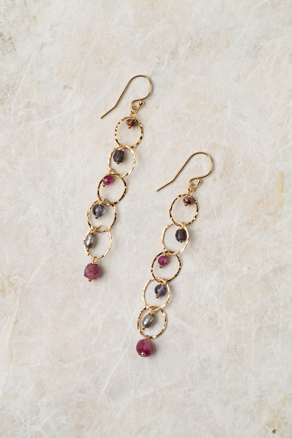 True Colors Pink Tourmaline, Iolite, Ruby Statement Earrings – Anne ...