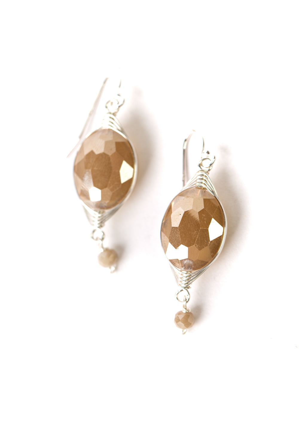Unique Handcrafted Gold Oblong Crystal Gold Filled Herringbone Dangle ...
